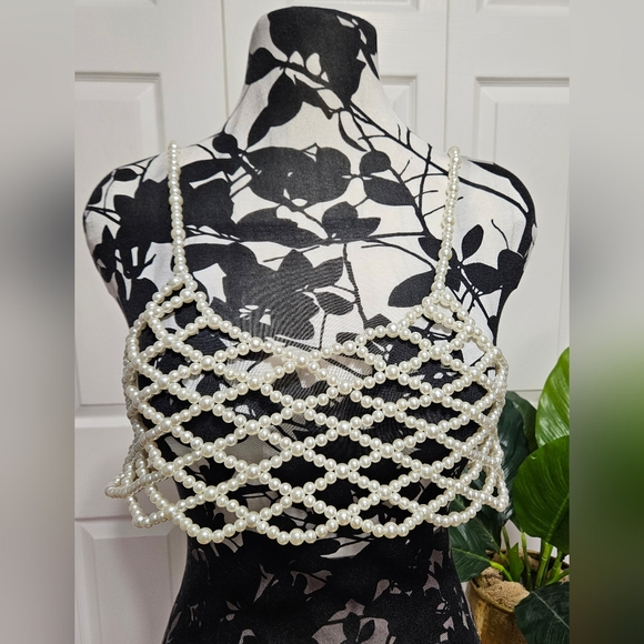 No brand | Tops | Pearl Beaded Crop Topbustier Bralette | Poshmark